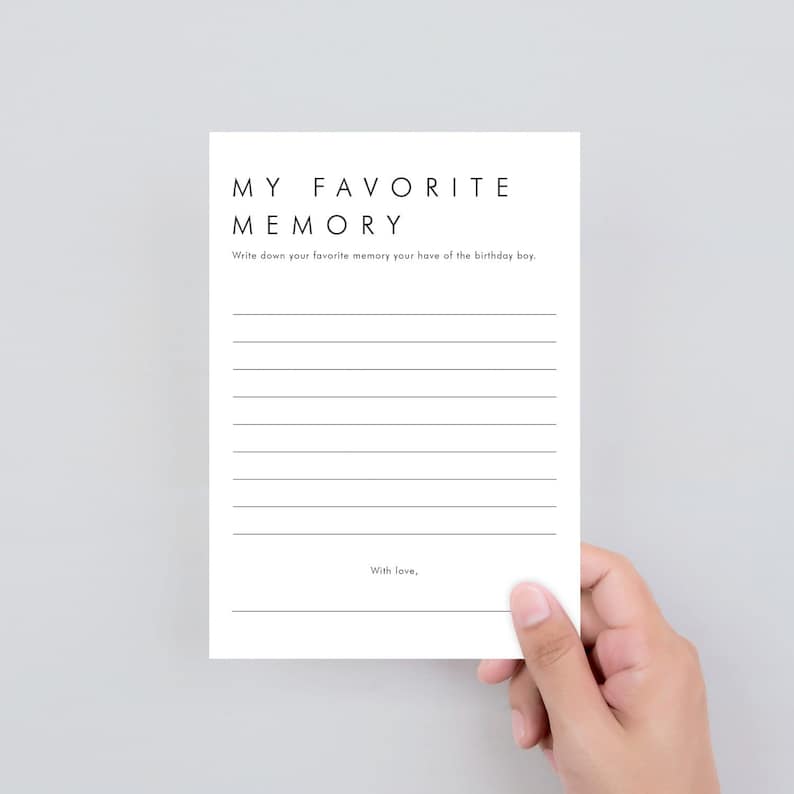 Mens Birthday Party Game Printable My Favorite Memory of the Birthday ...