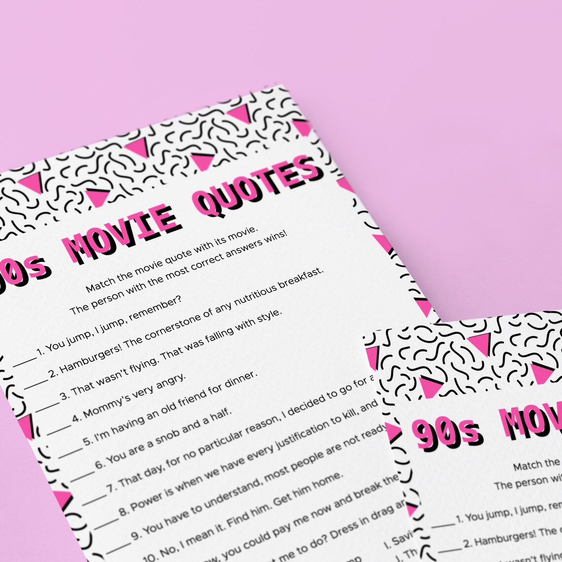 90s Party Games Printable Nineties Themed Activity Idea - Etsy