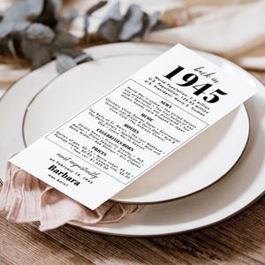 80th Birthday Party Decorations 80th Bday Place Cards 80th Born in 1945 ...