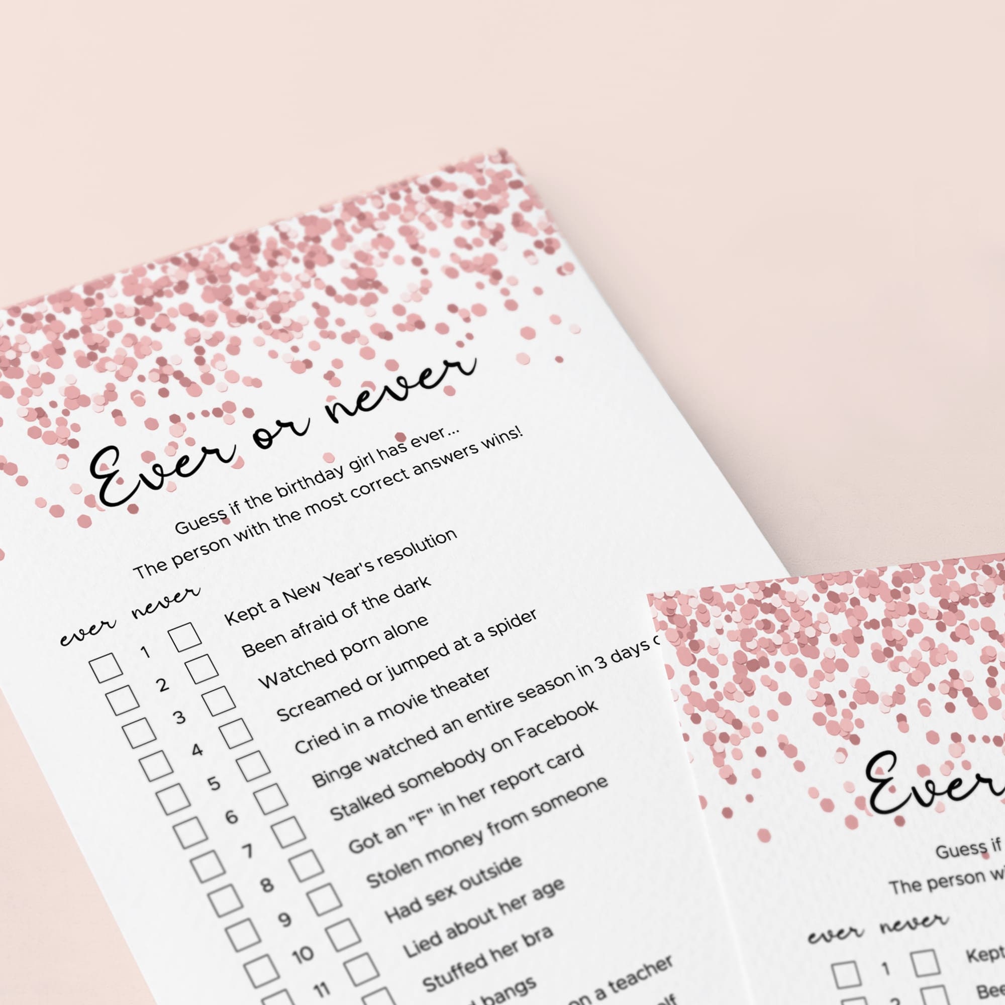 Pink Confetti Birthday Games Bundle for Her Editable Template - Etsy