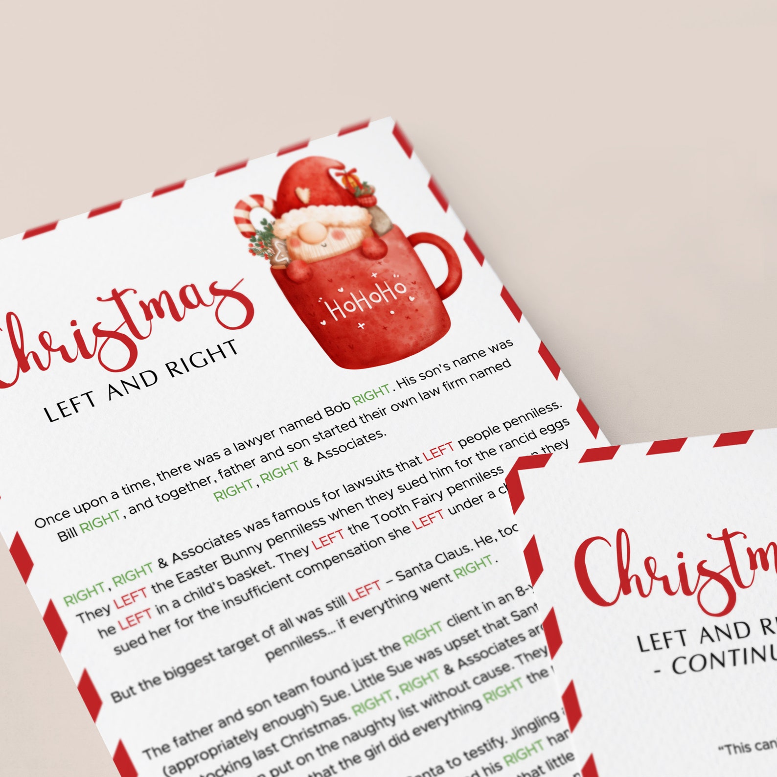 Christmas Left and Right Game Printable Funny Holiday Activity Ideas ...