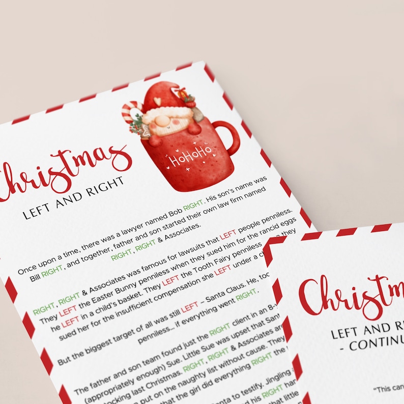 Christmas Left and Right Game Printable Funny Holiday Activity Ideas ...