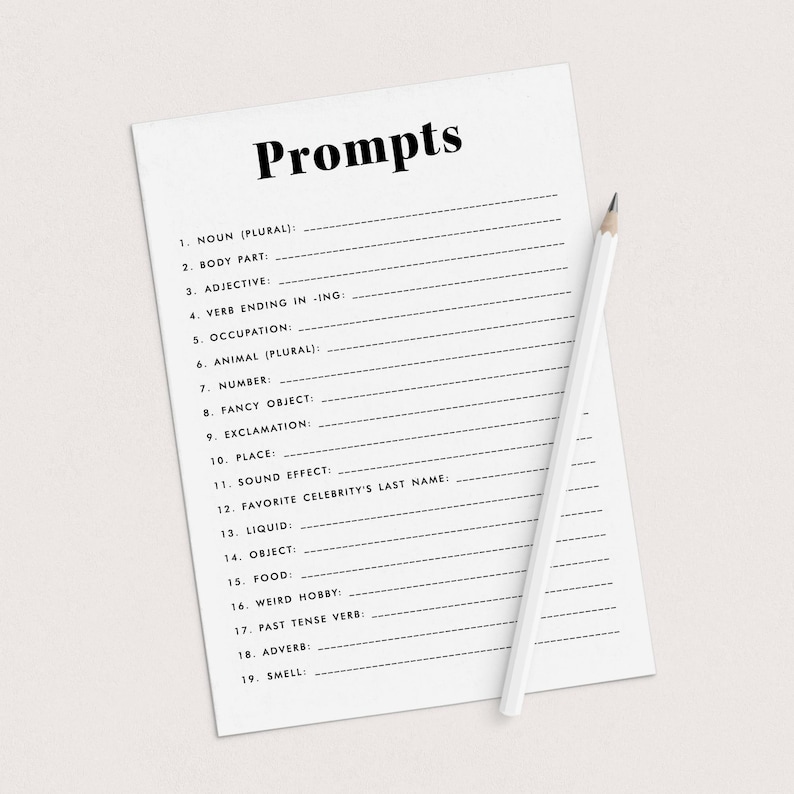 Mad Libs Game Printable, Adult Mad Libs for the Office Party Icebreaker ...