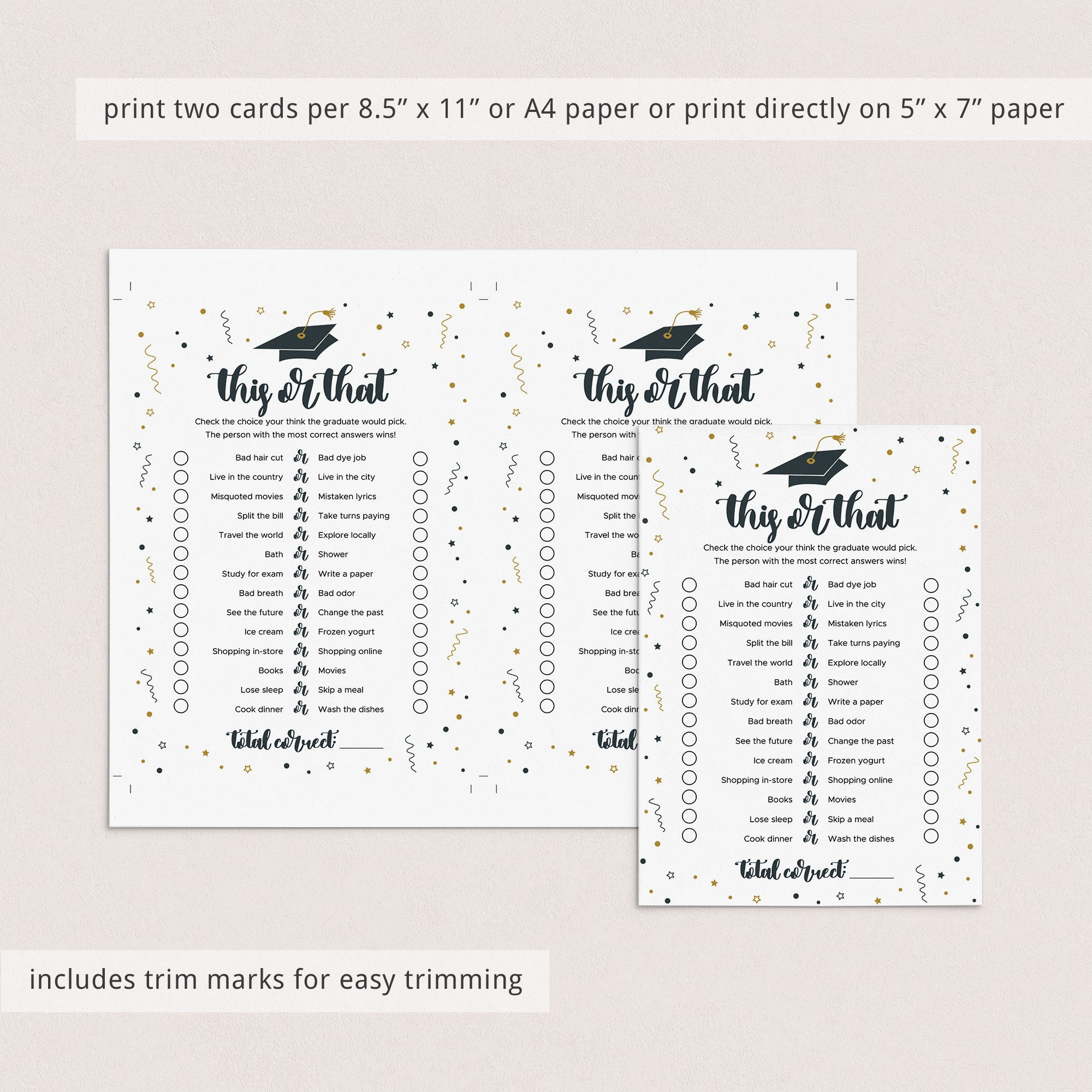 Graduation This or That Game Printable 2024 Grad Party Game Ideas for ...