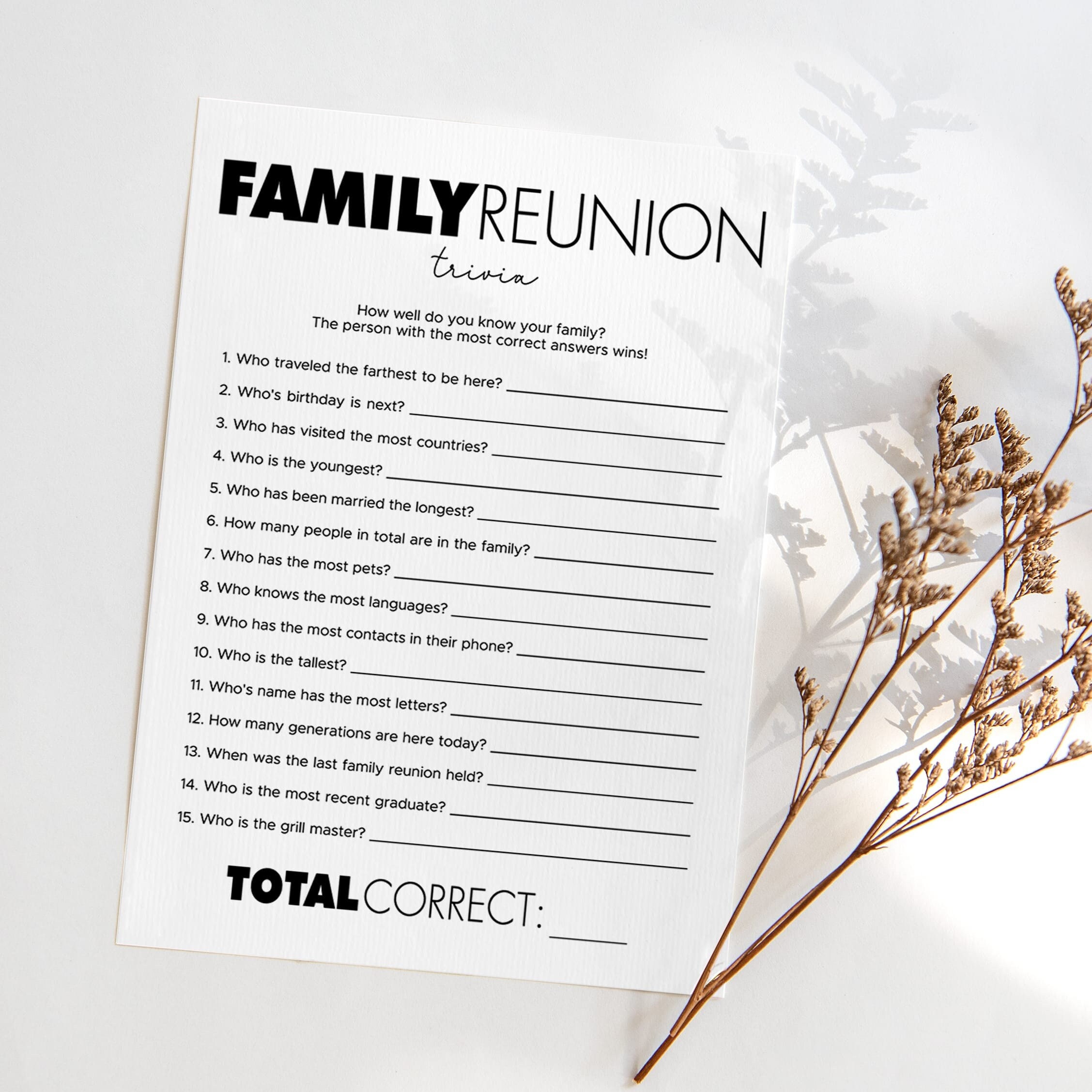 Family Trivia Game Printable | Family Reunion Quiz Questions, Family ...