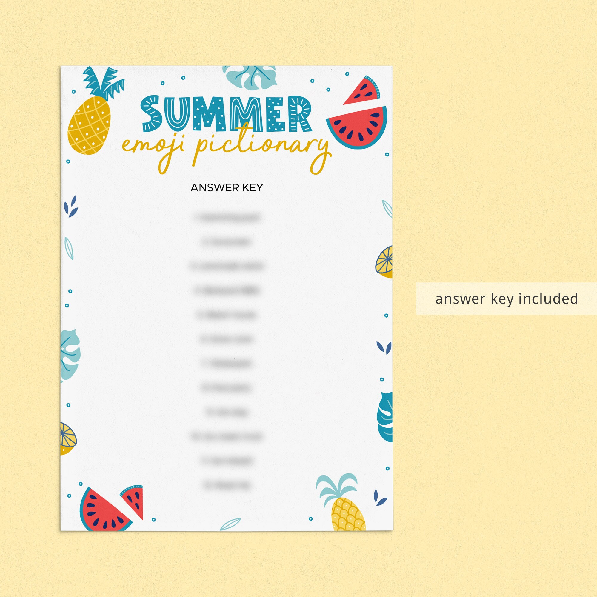 Summer Emoji Pictionary Game Printable Summertime Activities for Kids ...