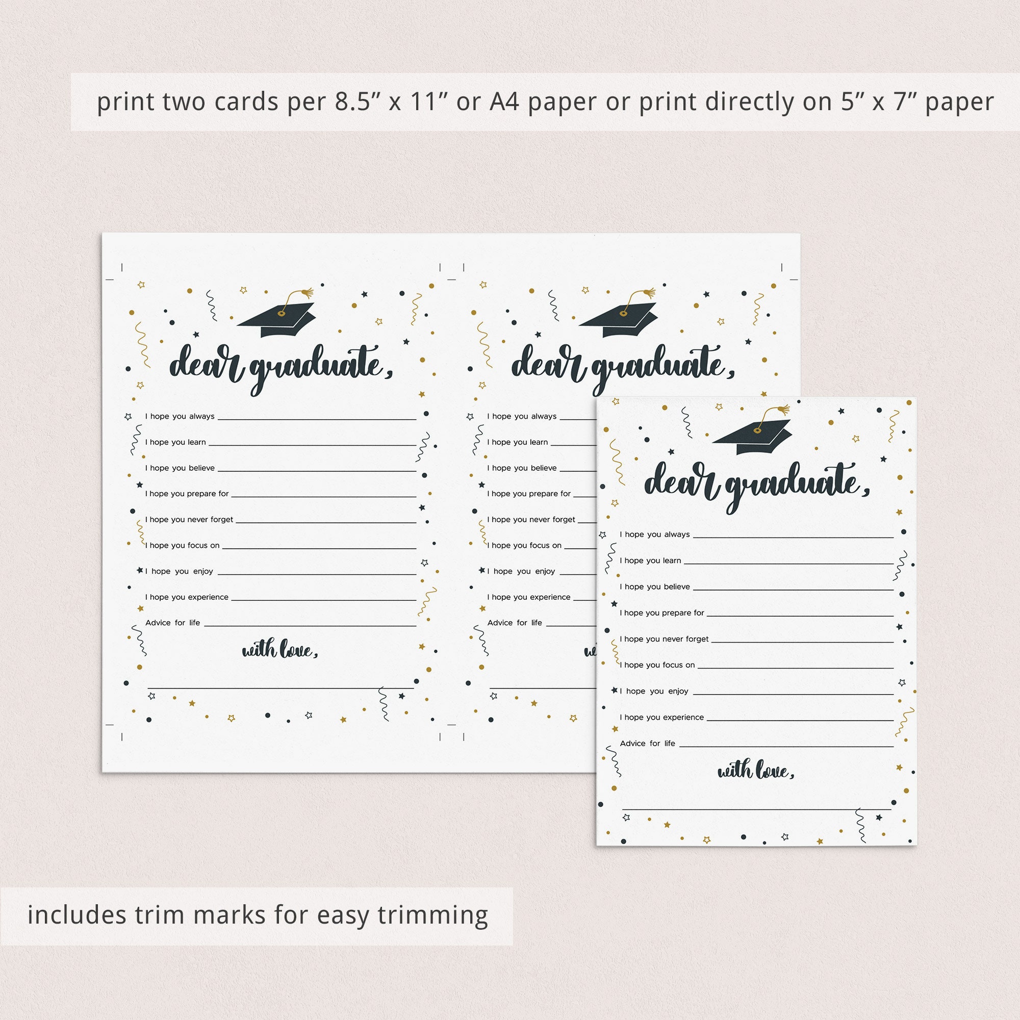 Dear Graduate Card Printable Graduation Wishes and Advice for the ...