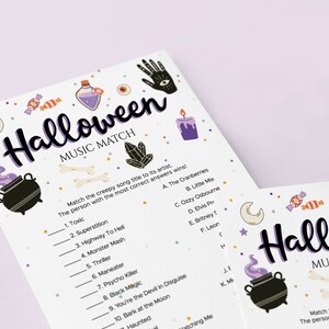 Halloween Music Match up Game Printable Match the Song to Its Artist ...