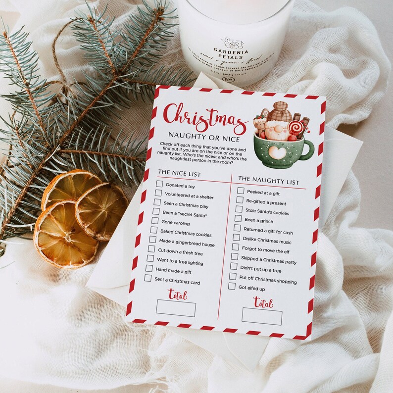 Naughty or Nice Game Printable Christmas Games Instant Download Funny ...