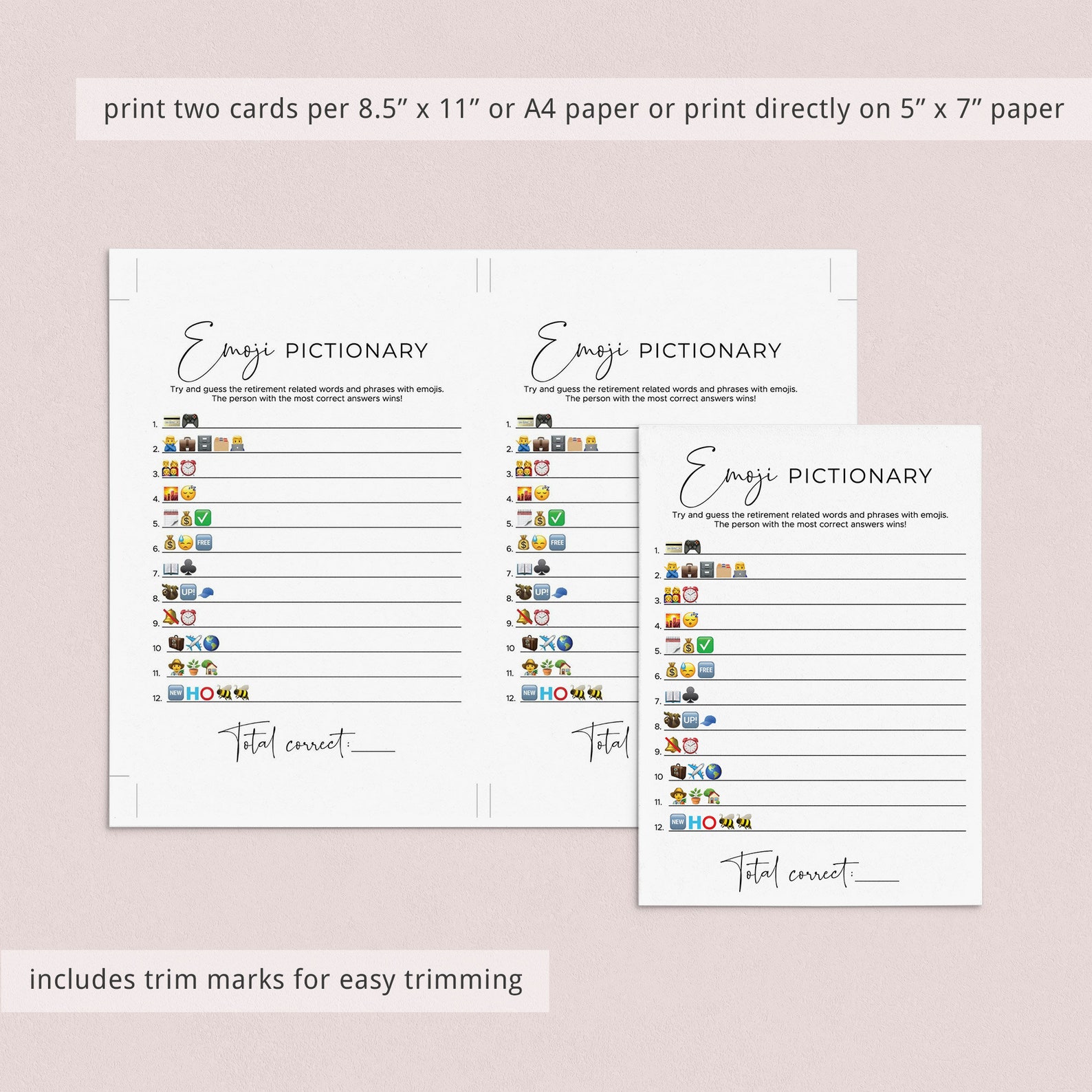 Retirement Emoji Pictionary Game Printable Guess the Emojis - Etsy UK
