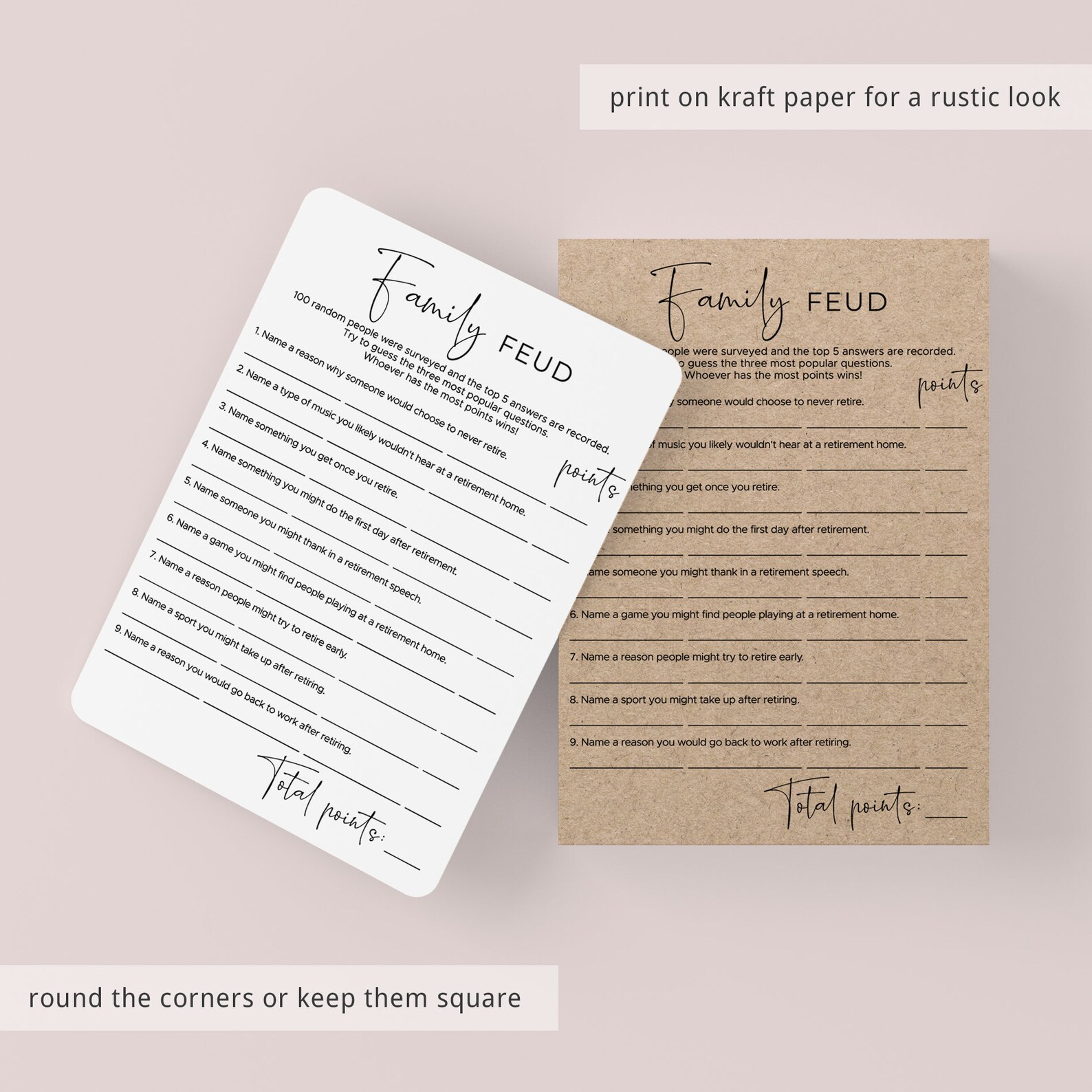 Retirement Party Family Feud Game Printable Goodbye Party Questions and ...