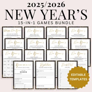 New Years Games Printable New Year's Eve Game Bundle Black and Gold New ...