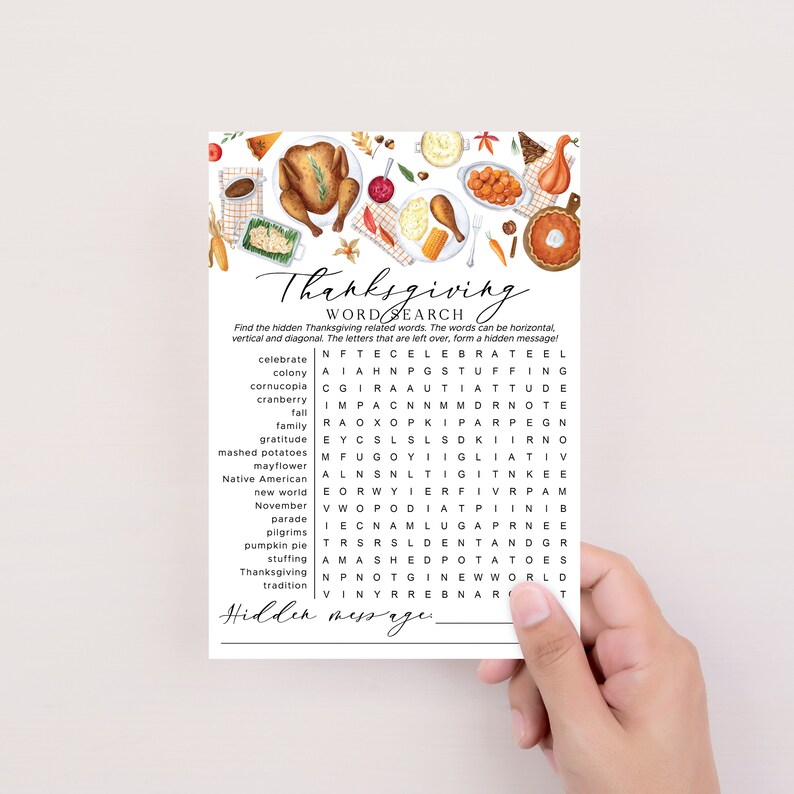 Thanksgiving Games Printable for Kids and Adult Dinner Party Activities ...