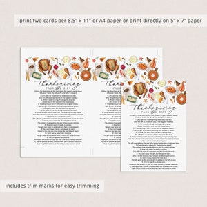 Thanksgiving Pass the Gift Game Printable Family Dinner Party Gift ...