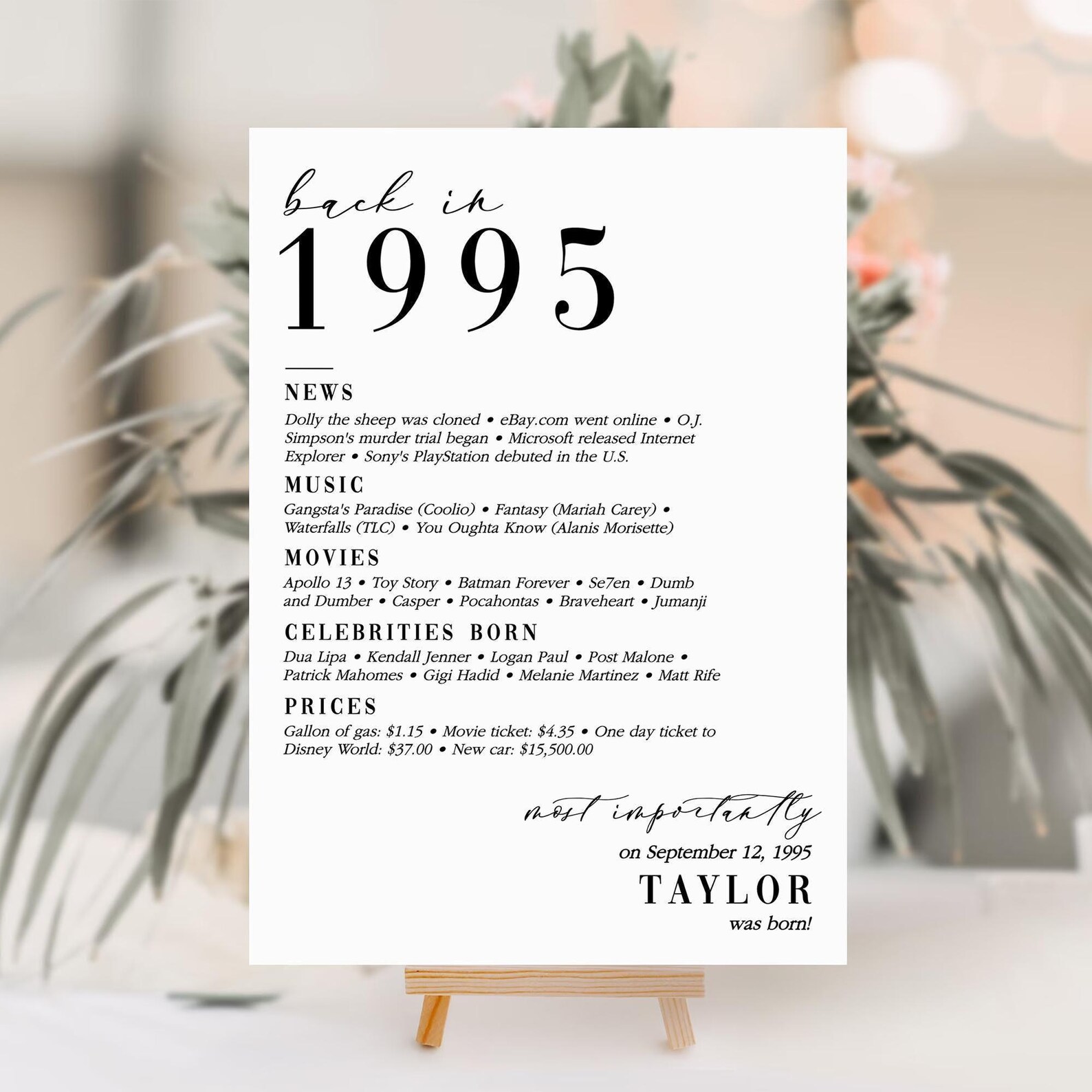 30th Birthday Party Decorations 30th Bday Dinner Cards 30th Born in ...