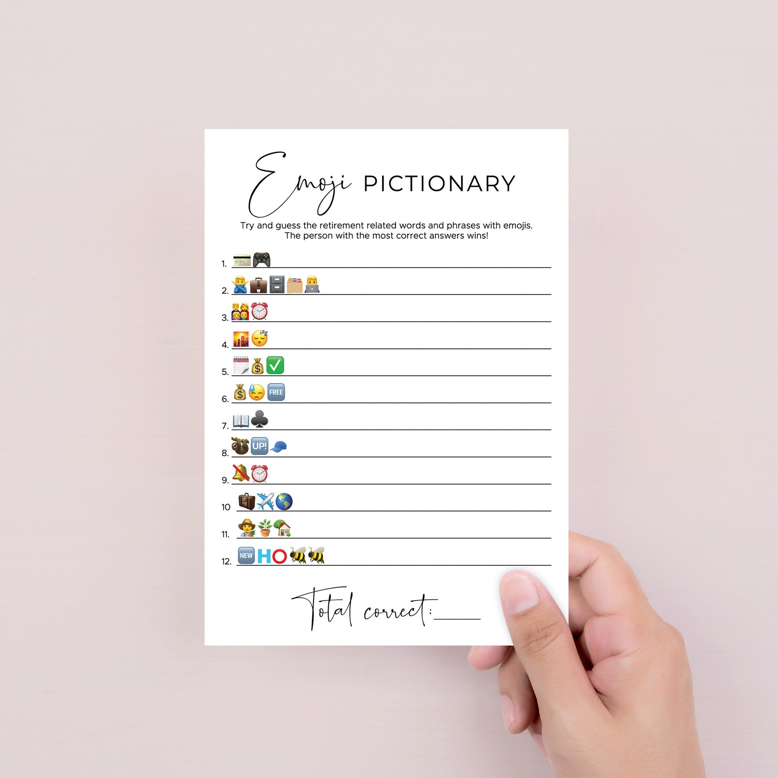 Retirement Emoji Pictionary Game Printable Guess the Emojis Activity ...