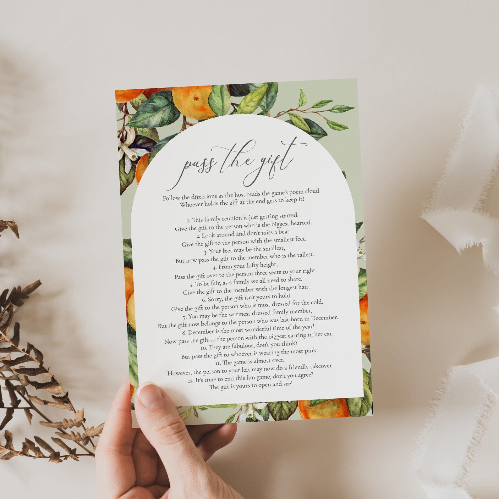 Pass the Gift Game Printable | Family Reunion Pass the Present Exhange ...