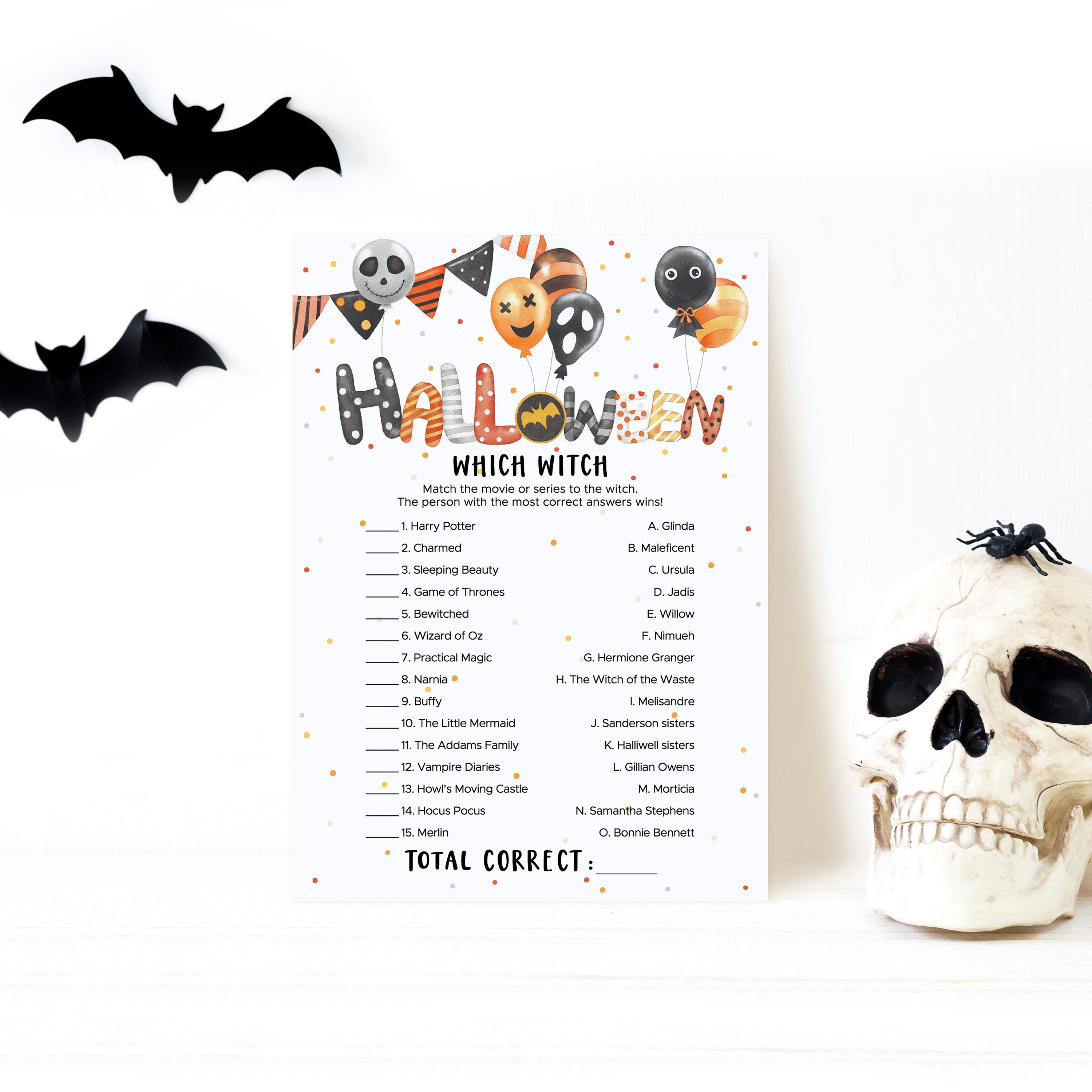 Halloween Party Games Bundle Printable Orange Halloween Quiz to Play at ...