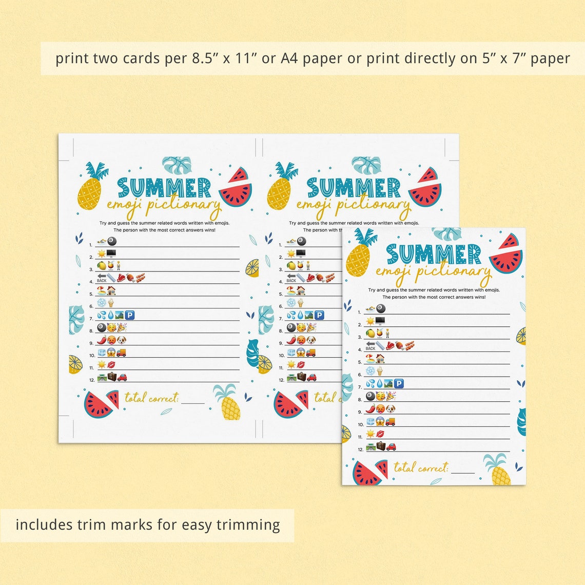 Summer Emoji Pictionary Game Printable Summertime Activities for Kids ...