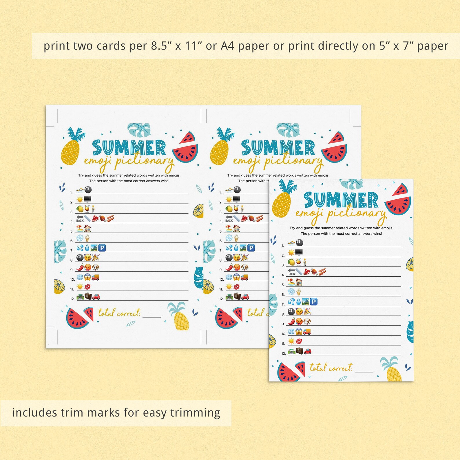 Summer Emoji Pictionary Game Printable Summertime Activities for Kids ...