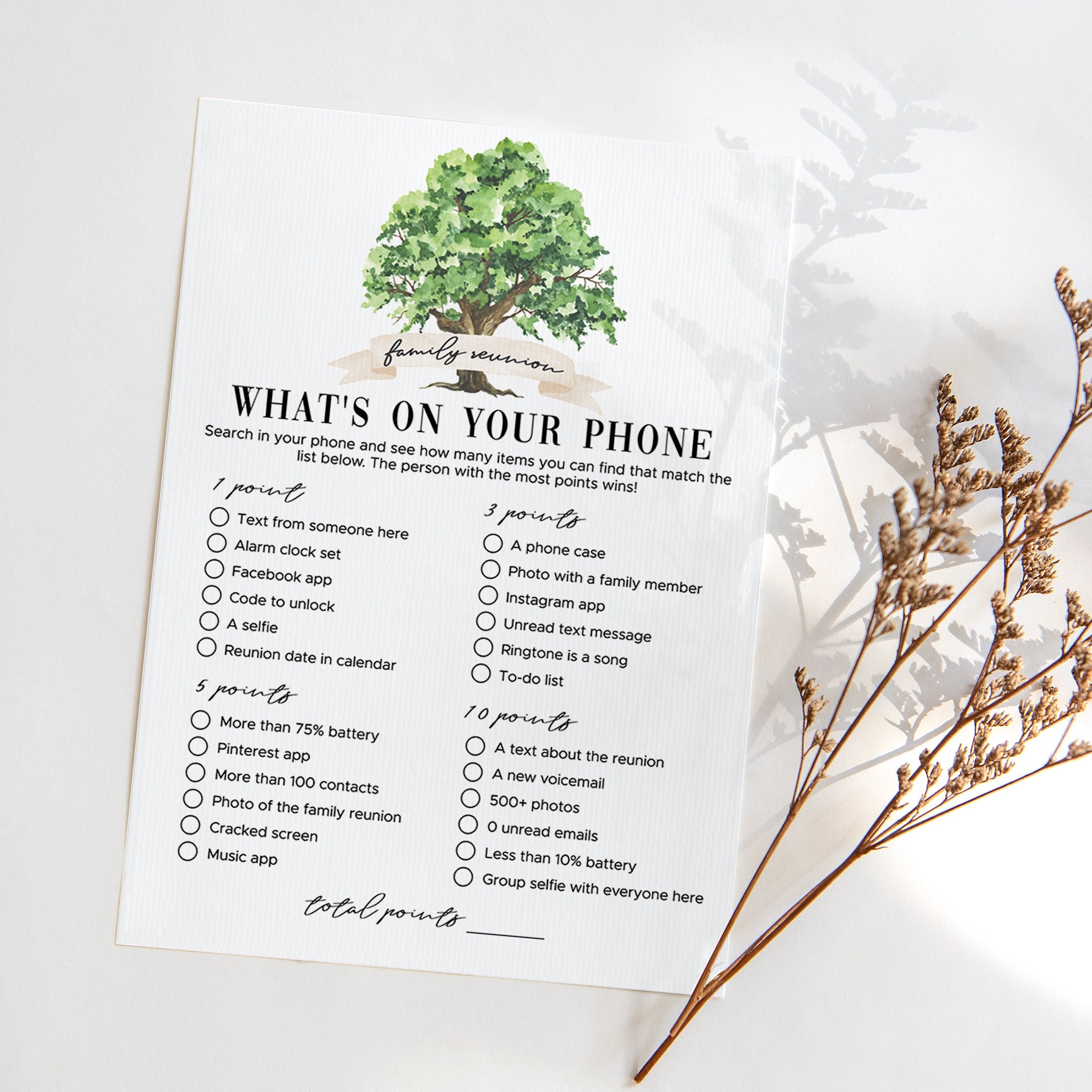 Whats on Your Phone Game for Family Reunion Printable Whats on Your ...