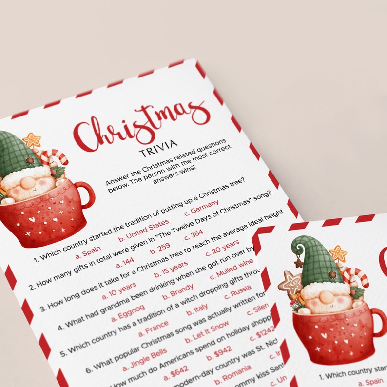 Christmas Trivia Game Printable Holiday Quiz With Fun Facts Questions ...