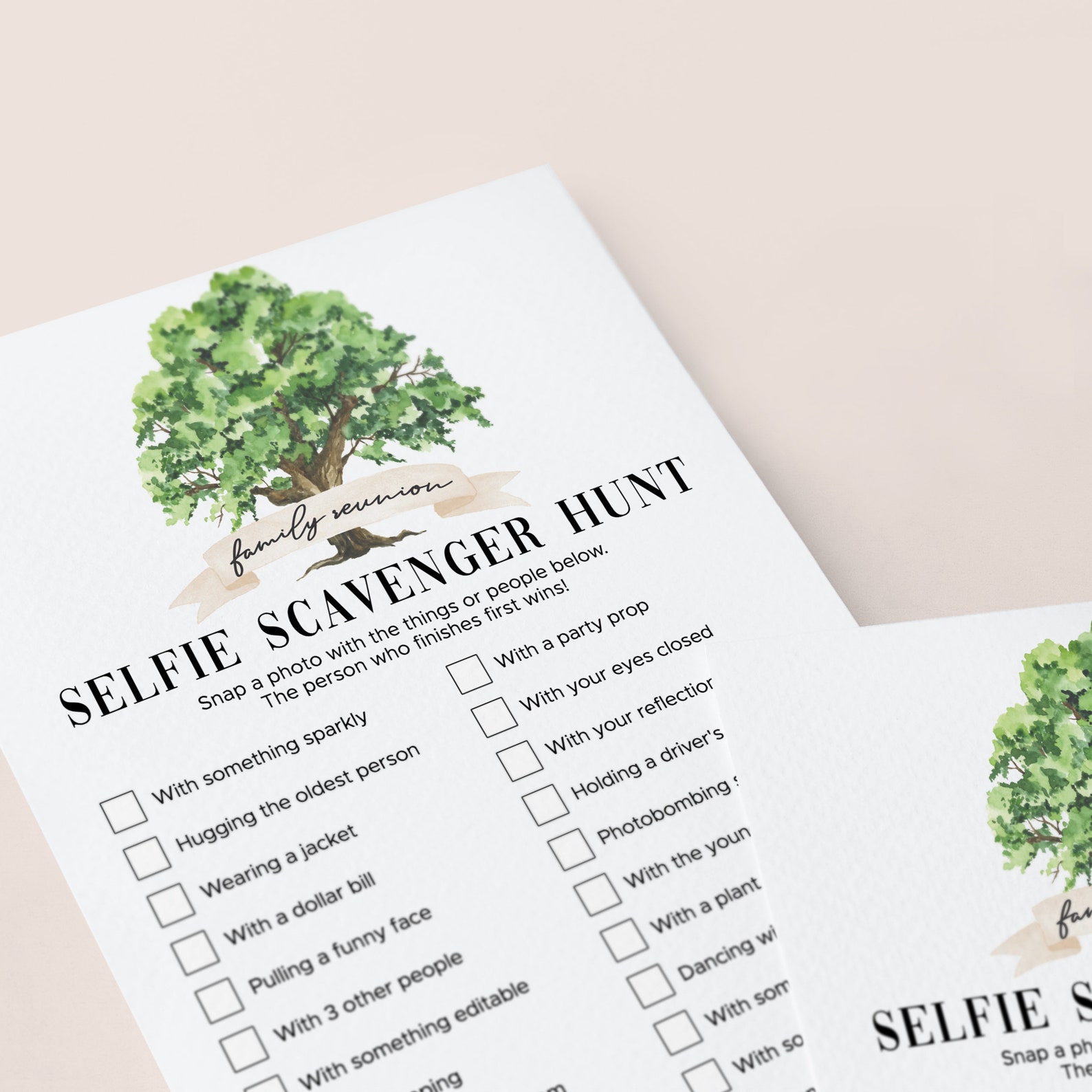 Selfie Scavenger Hunt Game Printable Family Reunion Activity Ideas for ...