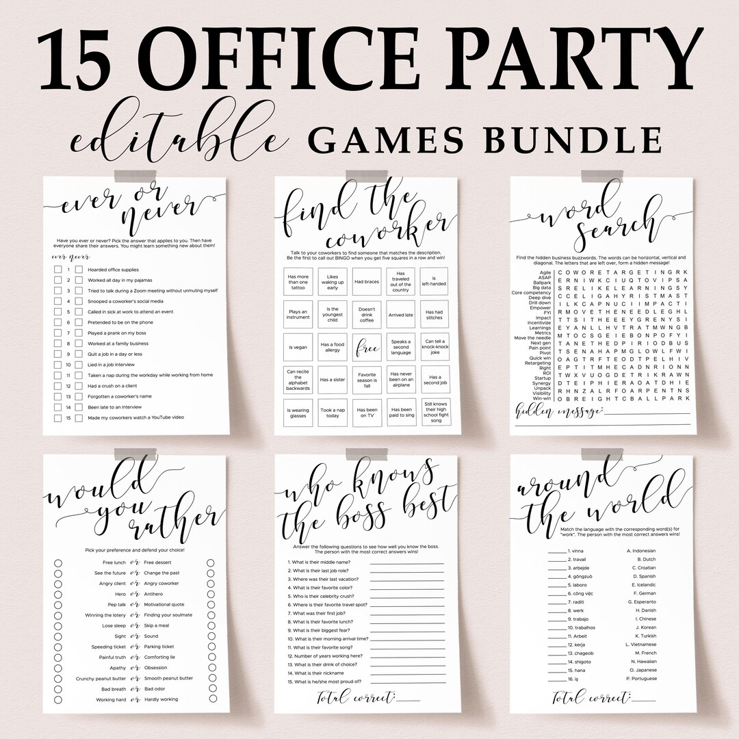 Office Party Games Bundle Printable Team Building Games for Work ...