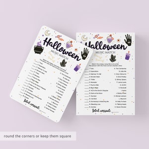 Halloween Music Match up Game Printable Match the Song to Its Artist ...
