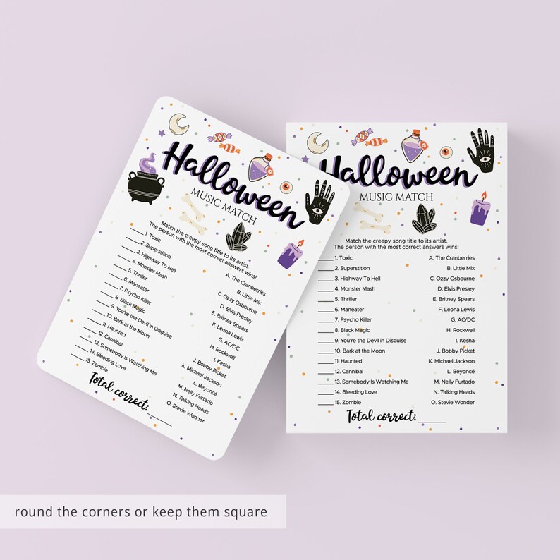 Halloween Music Match up Game Printable Match the Song to Its - Etsy