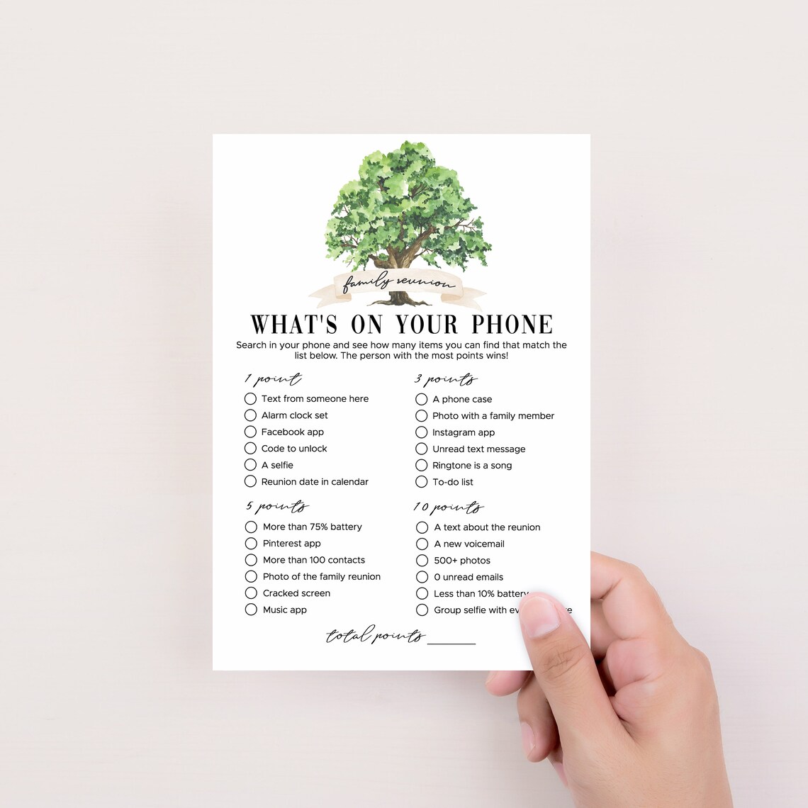 Whats on Your Phone Game for Family Reunion Printable Whats on Your ...