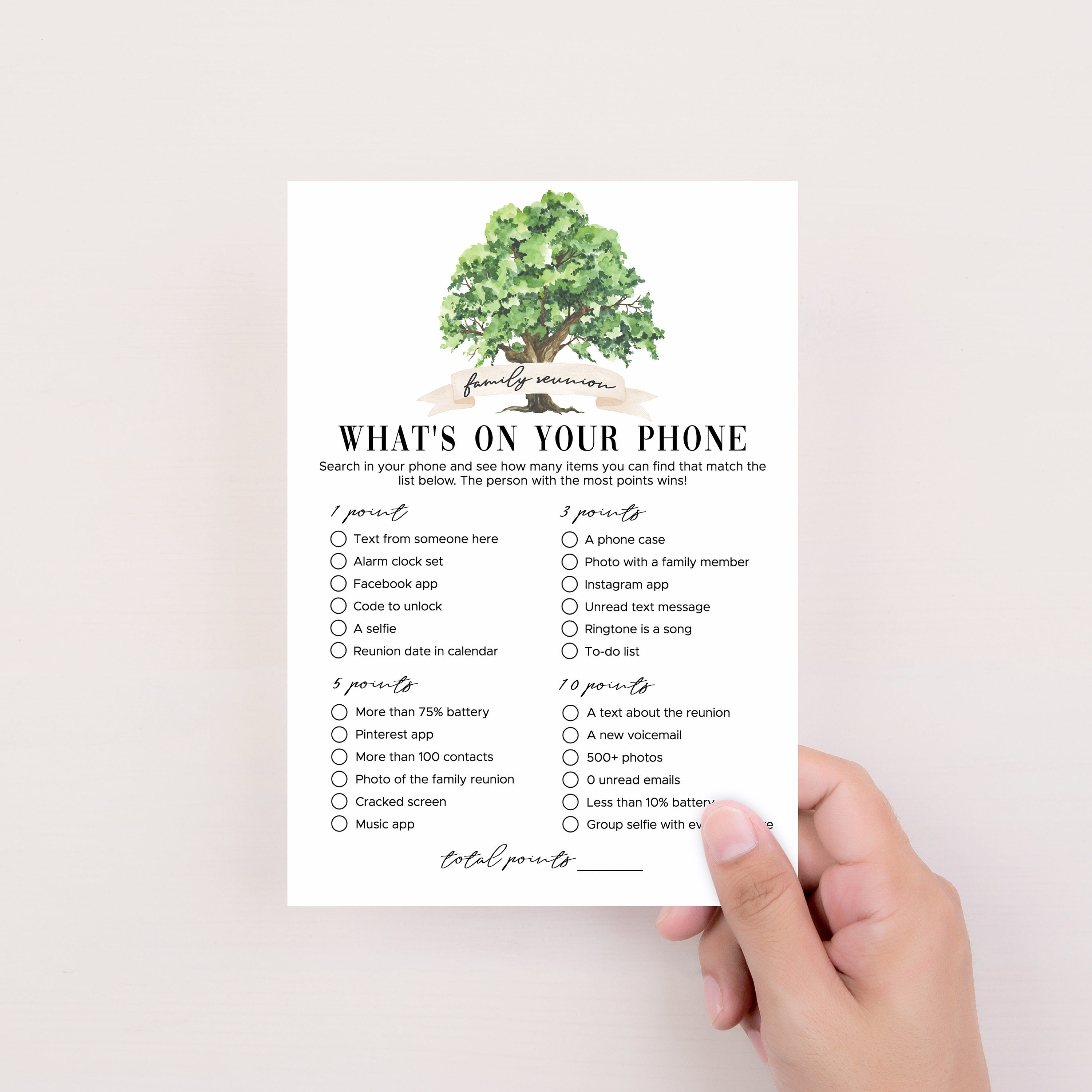 Whats on Your Phone Game for Family Reunion Printable Whats on Your ...