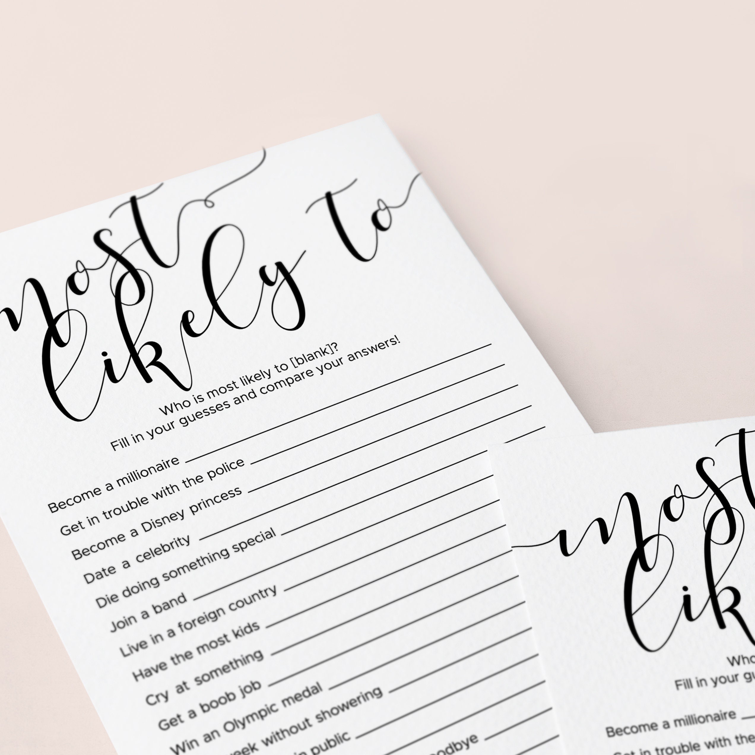 Most Likely to Game Printable Funny Birthday Party Game Ideas Office ...