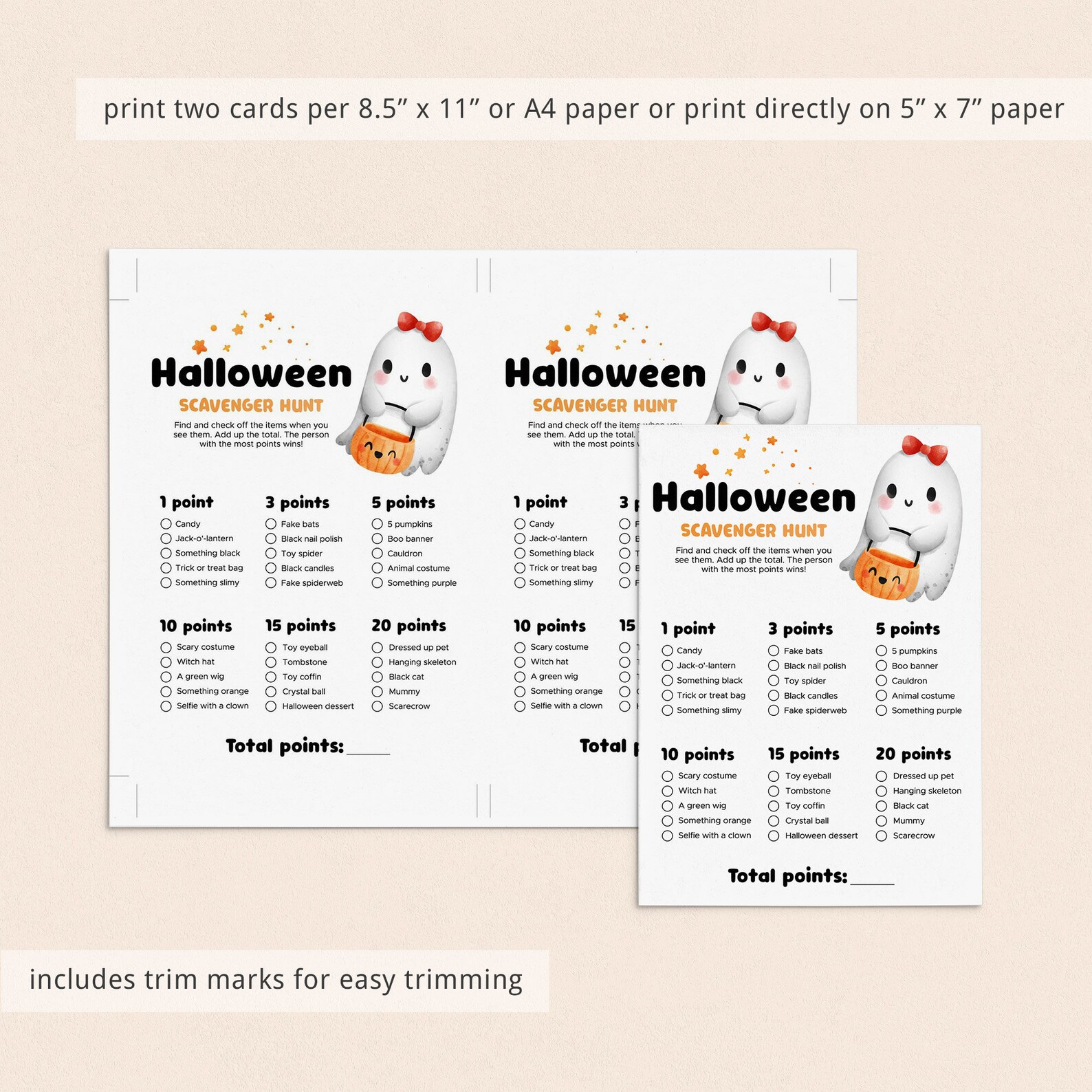 Cute Halloween Scavenger Hunt Printable Ghost Themed Halloween - Etsy