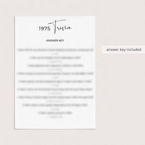 1975 Trivia Printable 70s Quiz 50th Birthday Party Game Born in 1975 ...