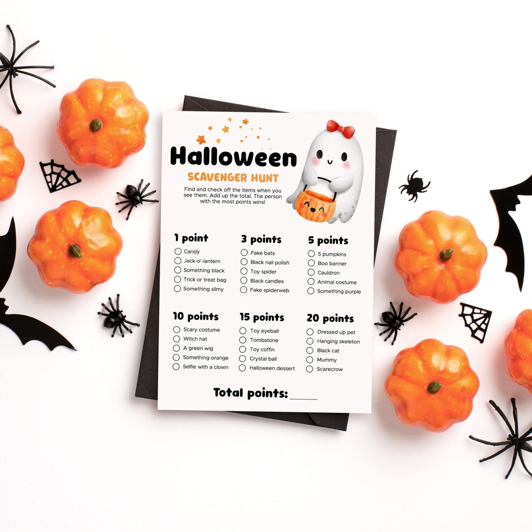 Cute Halloween Scavenger Hunt Printable Ghost Themed Halloween Game for ...