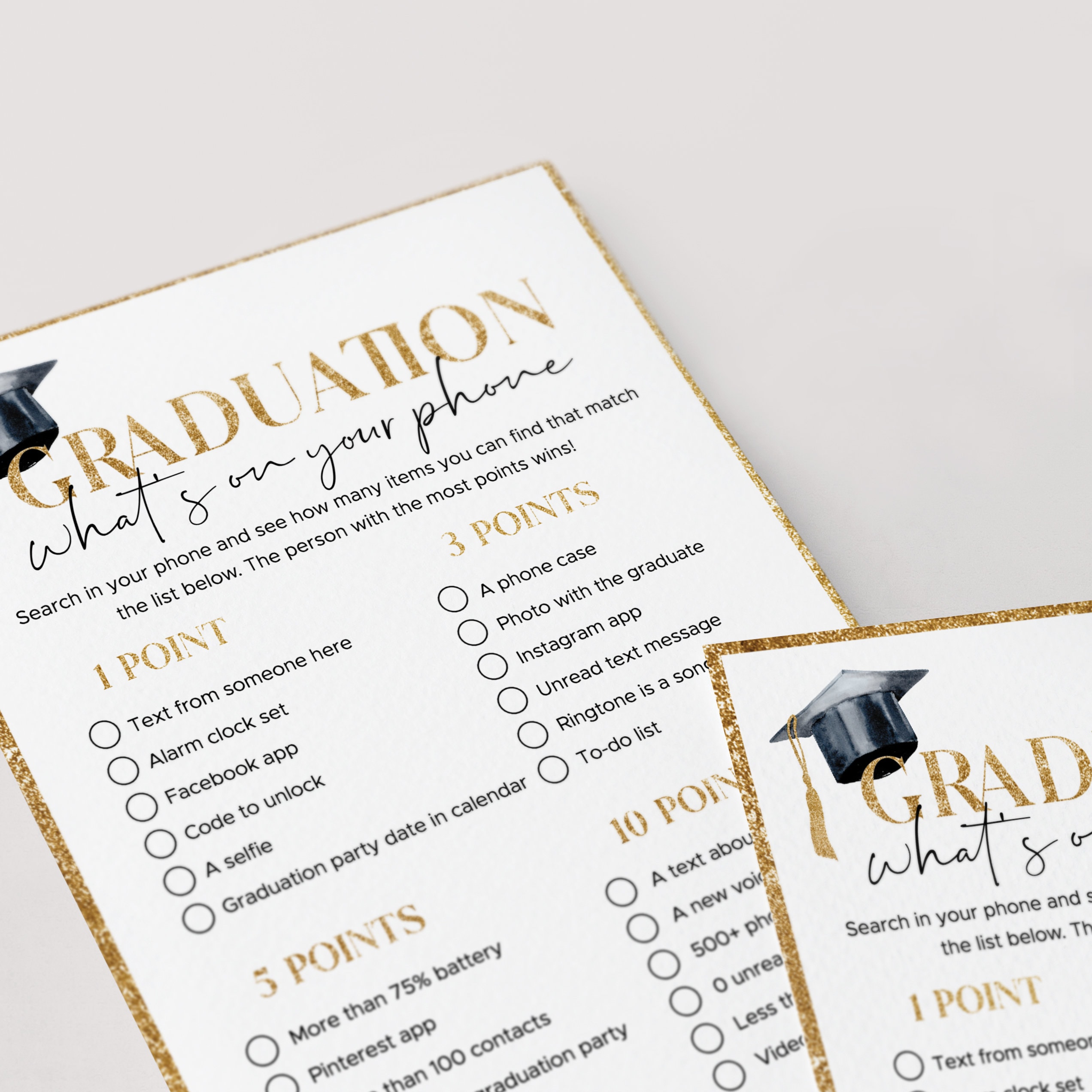 Graduation Games Bundle Printable Gold Glitter Grad Party Activity ...