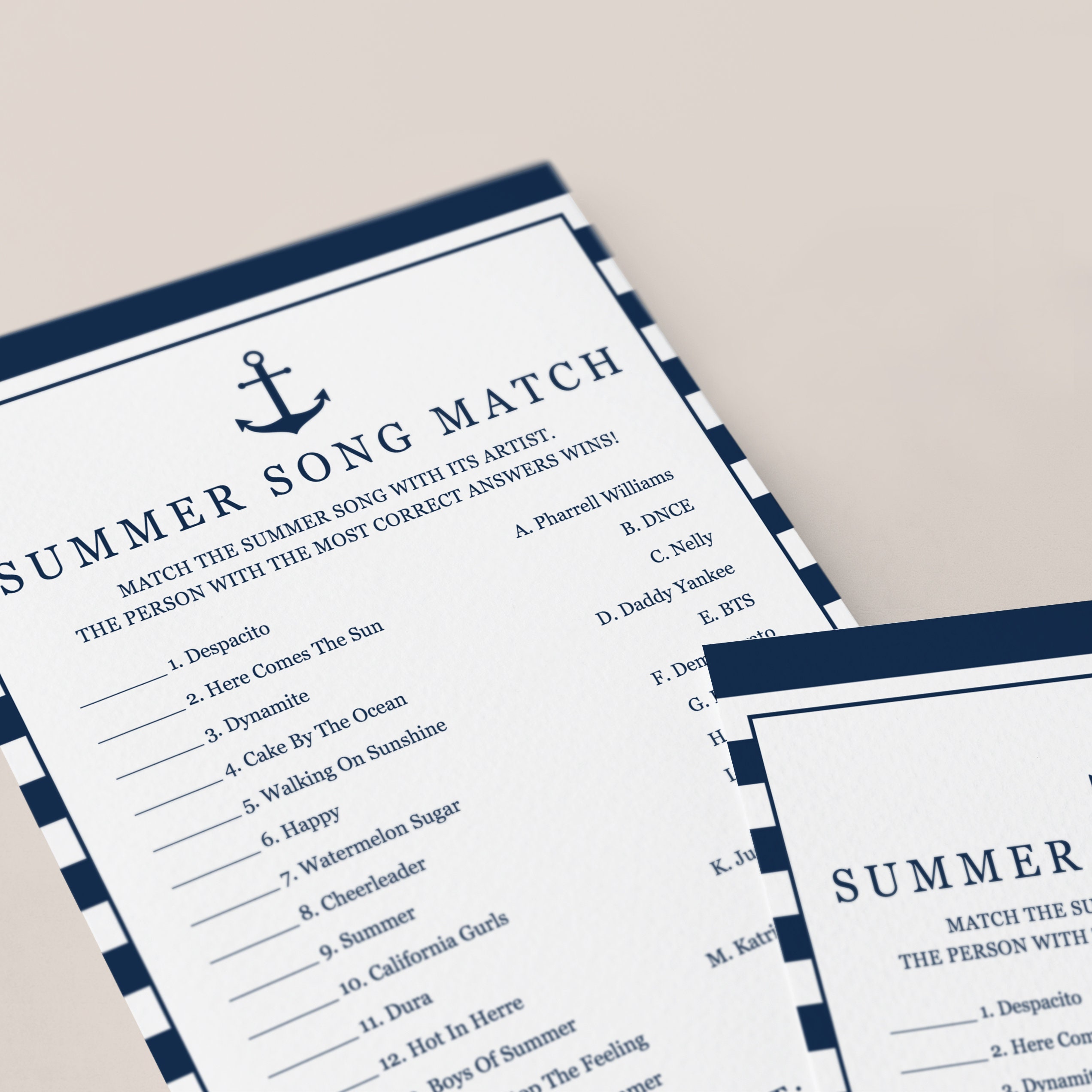 Nautical Summer Games Printable Tropical Pool Party Activities for Kids ...