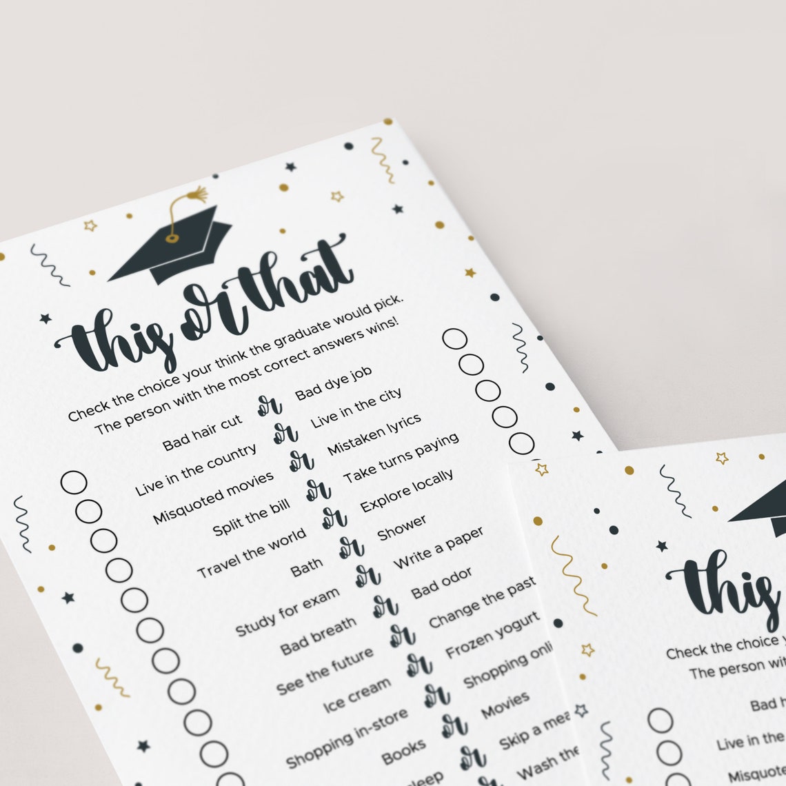 Graduation This or That Game Printable 2024 Grad Party Game Ideas for ...