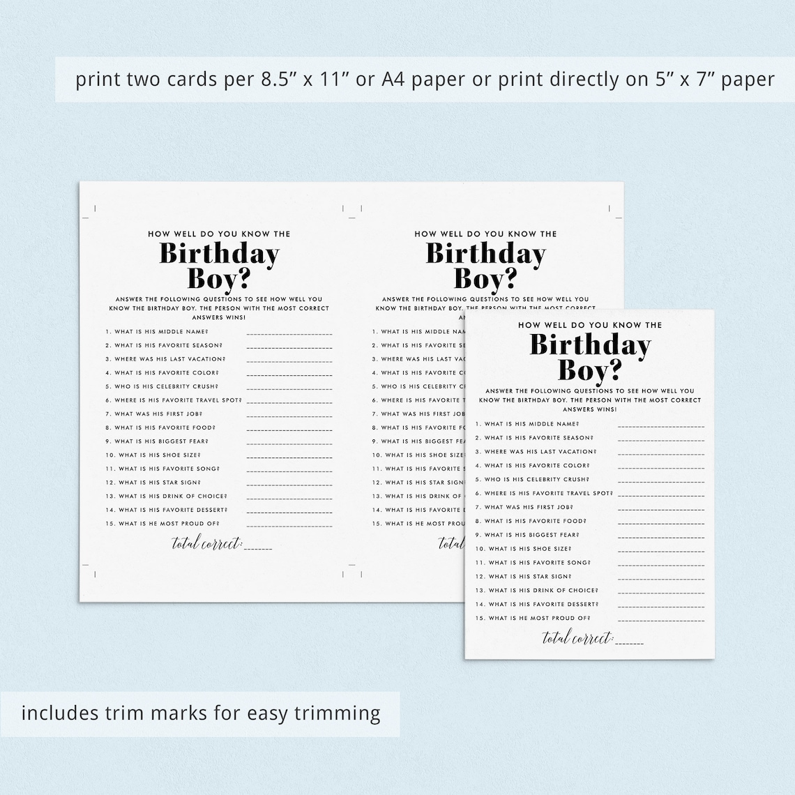 How Well Do You Know the Birthday Boy Game Printable Who Knows the ...