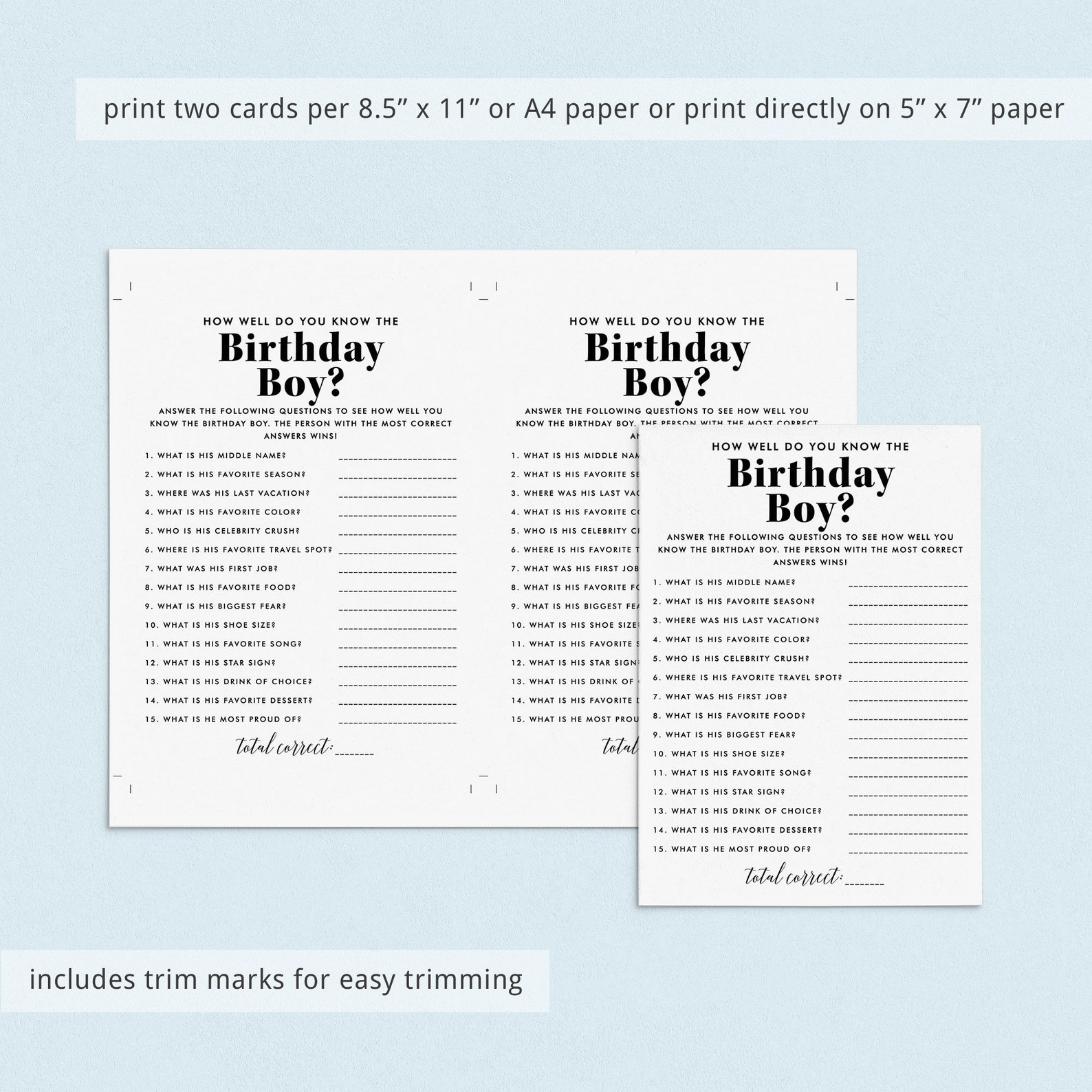 How Well Do You Know the Birthday Boy Game Printable Who Knows the ...