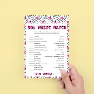 90s Music Match Game Printable Match the Music From the 1990s Theme ...