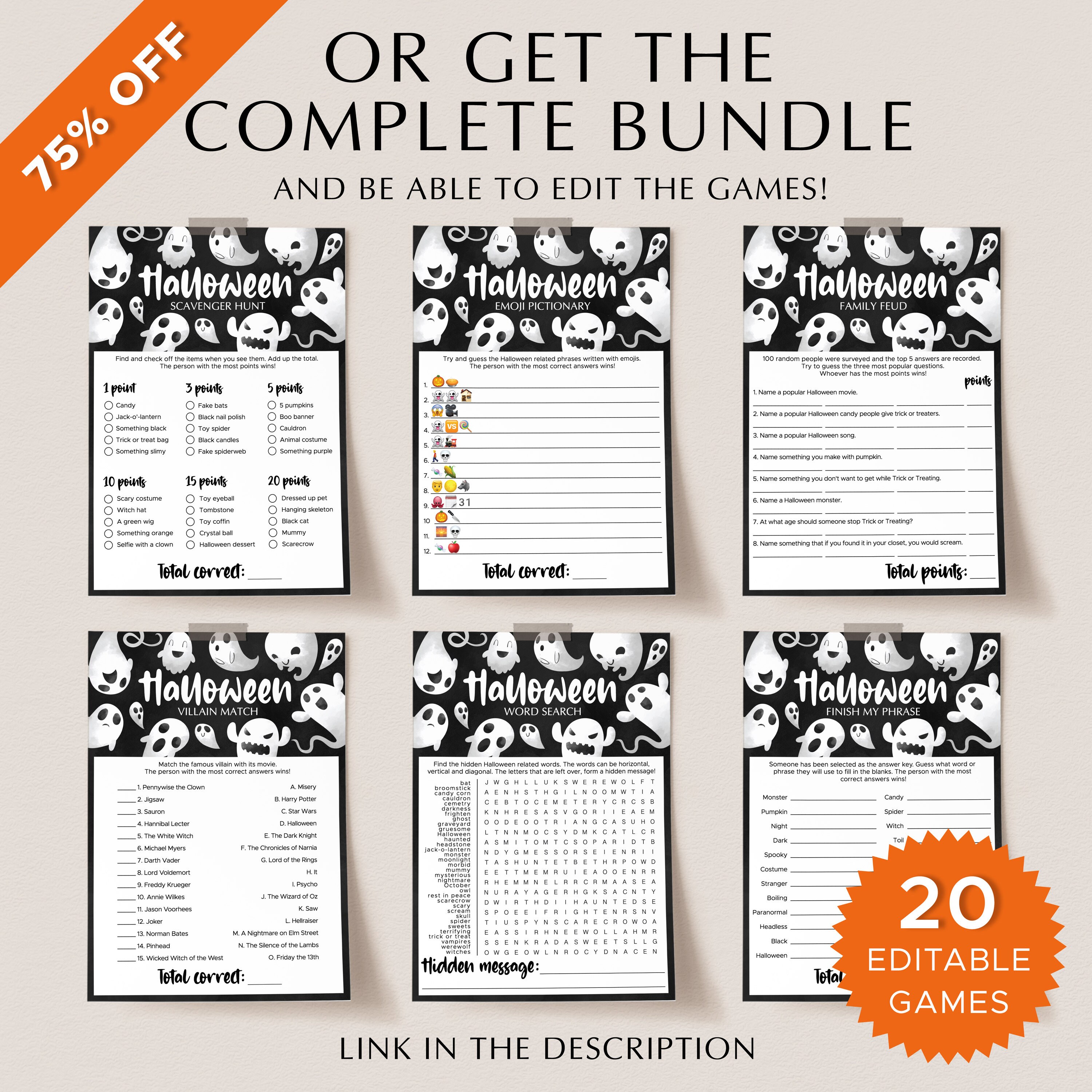 Halloween Word Search Printable Ghost Themed Halloween Party - Etsy