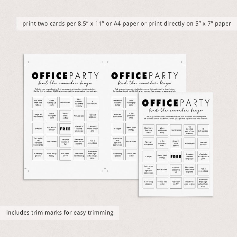 Find the Coworker Bingo Card Printable Office Party Bingo Game, Work ...