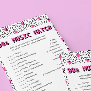 90s Music Match Game Printable Match the Music From the 1990s Theme ...