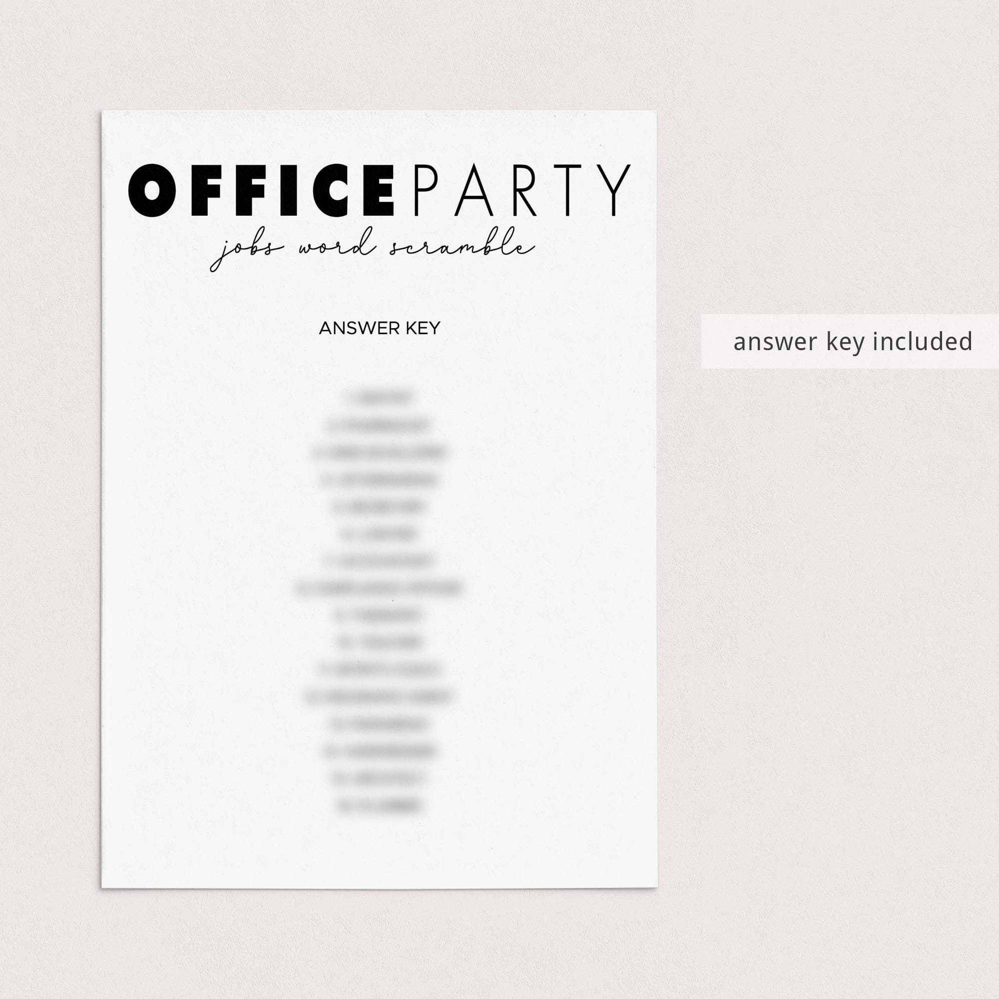 Jobs Word Scramble Modern Office Party Game Printable, Work Event Word ...