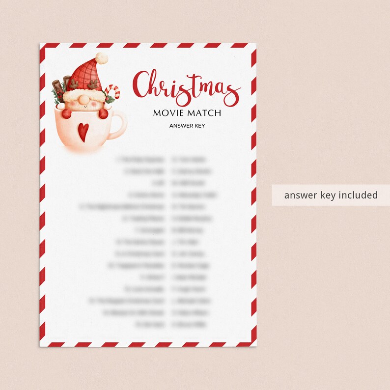Christmas Movie Match Game Printable Holiday Movie Night Ideas for ...