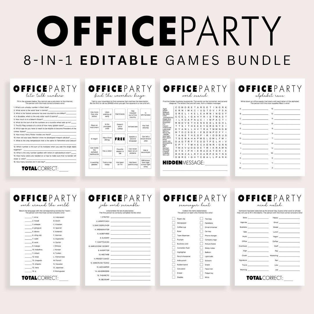 Office Party Game Templates | 8 Work Party Games, Find the Coworker ...