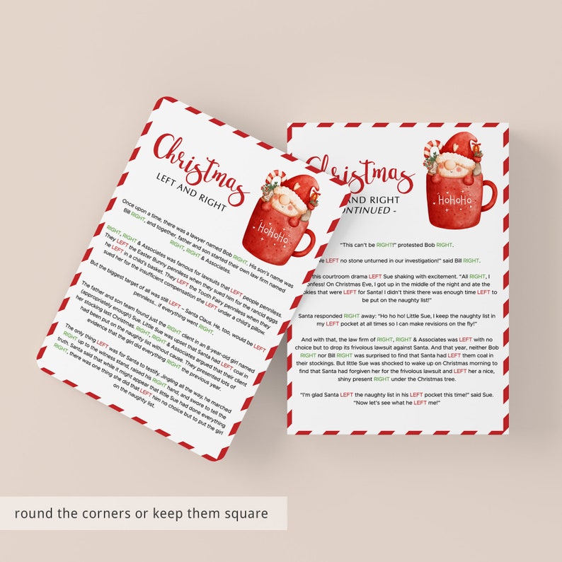 Christmas Left and Right Game Printable Funny Holiday Activity Ideas ...