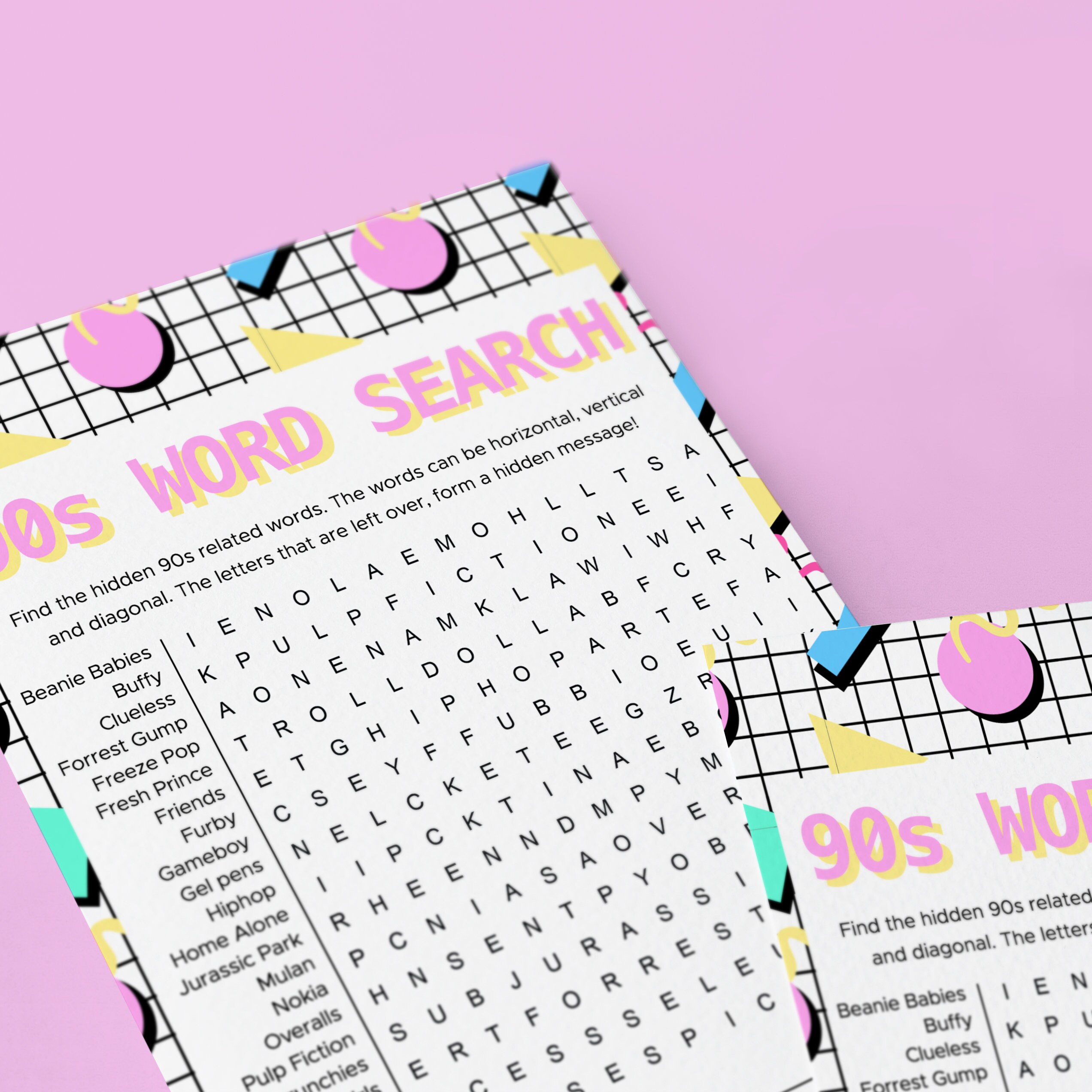 90s Word Search Game Printable 1990s Birthday Party Game Ideas for Kids ...